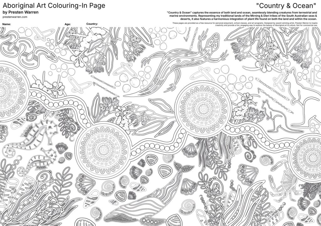 Indigenous Colouring-In Pages by Presten Warren